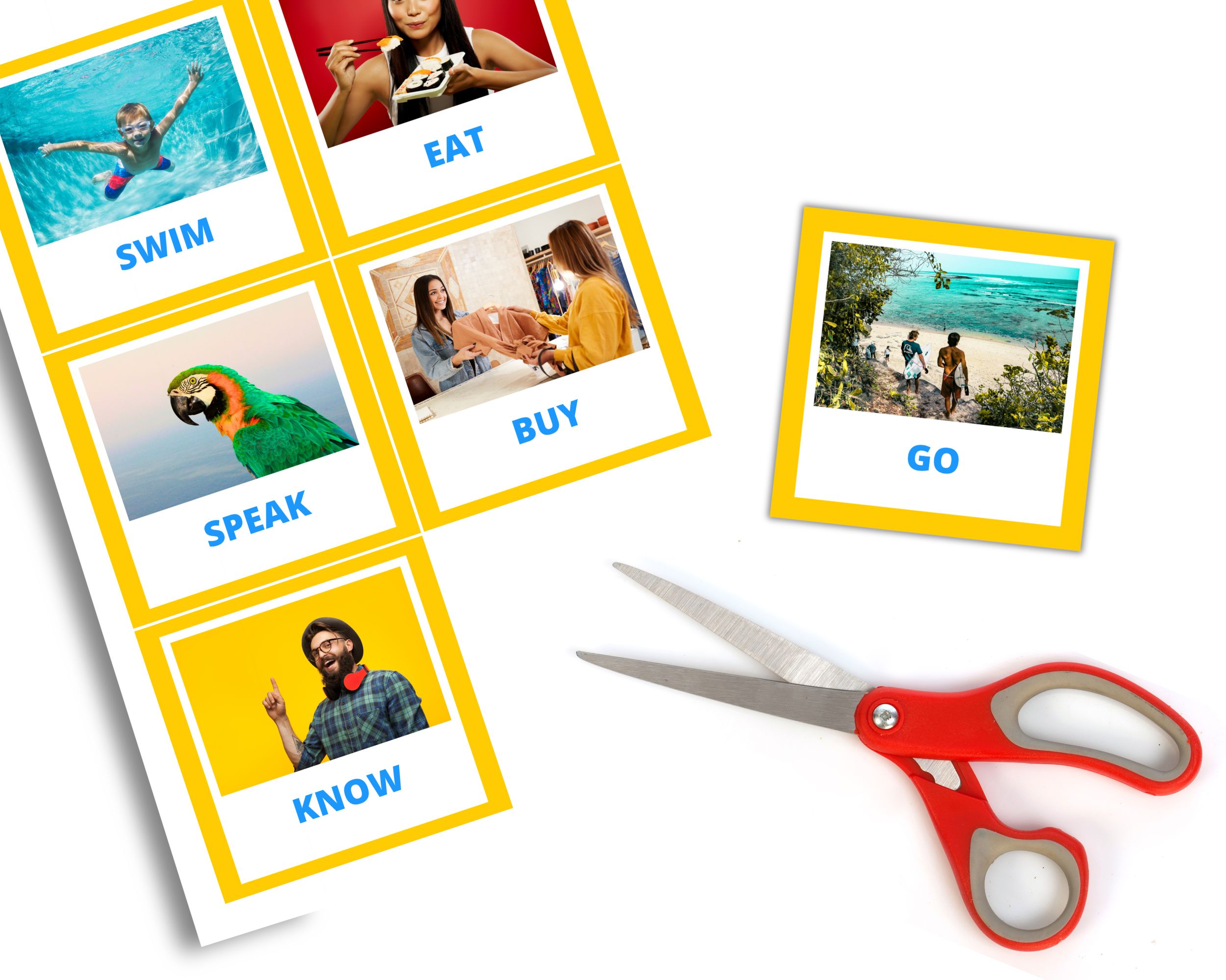 Printable Irregular Verb Flashcards for ESL: Digital Download