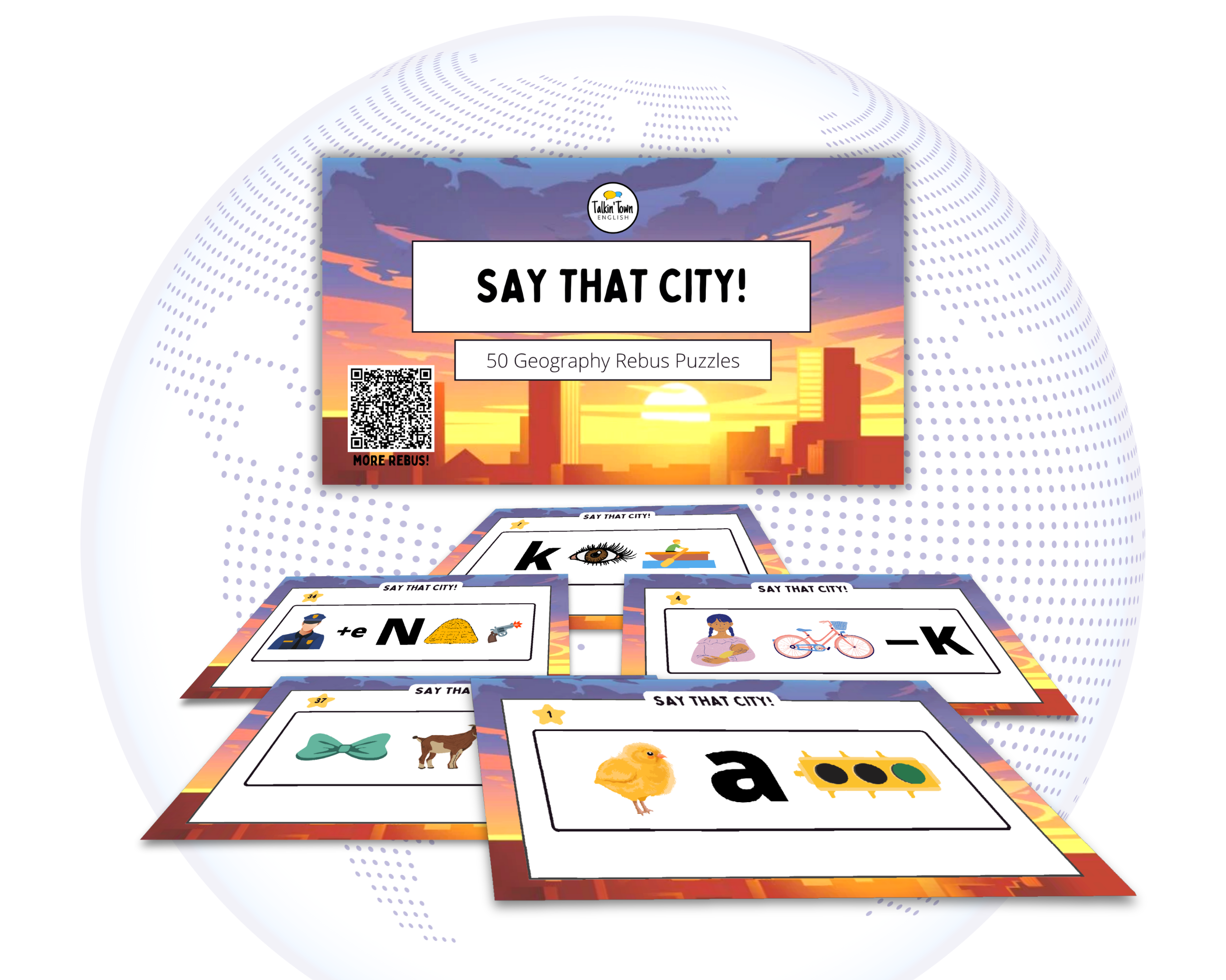 World Cities Geography Rebus Puzzles: Slides & Worksheets PDF